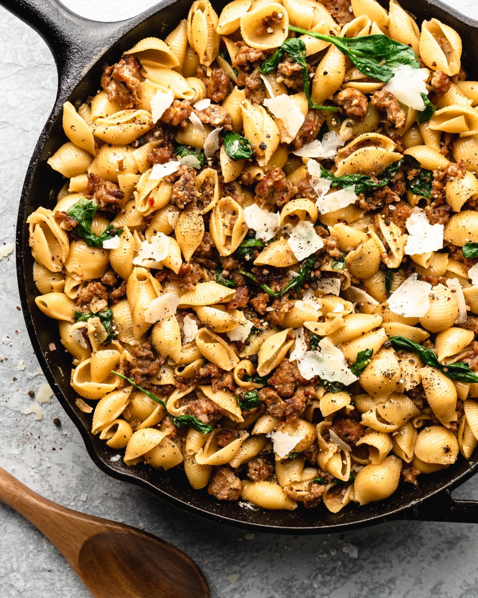Creamy Italian Sausage and Shells - Food Duchess