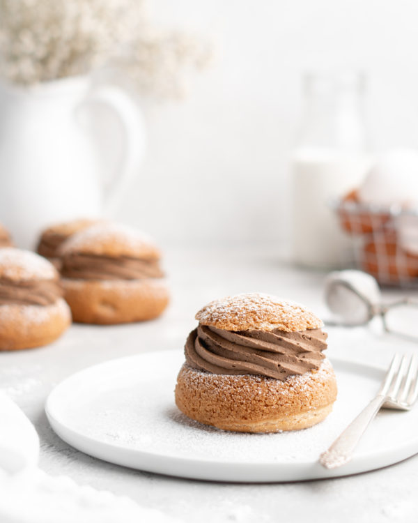 Mocha Cream Puffs with Craquelin Topping - Food Duchess
