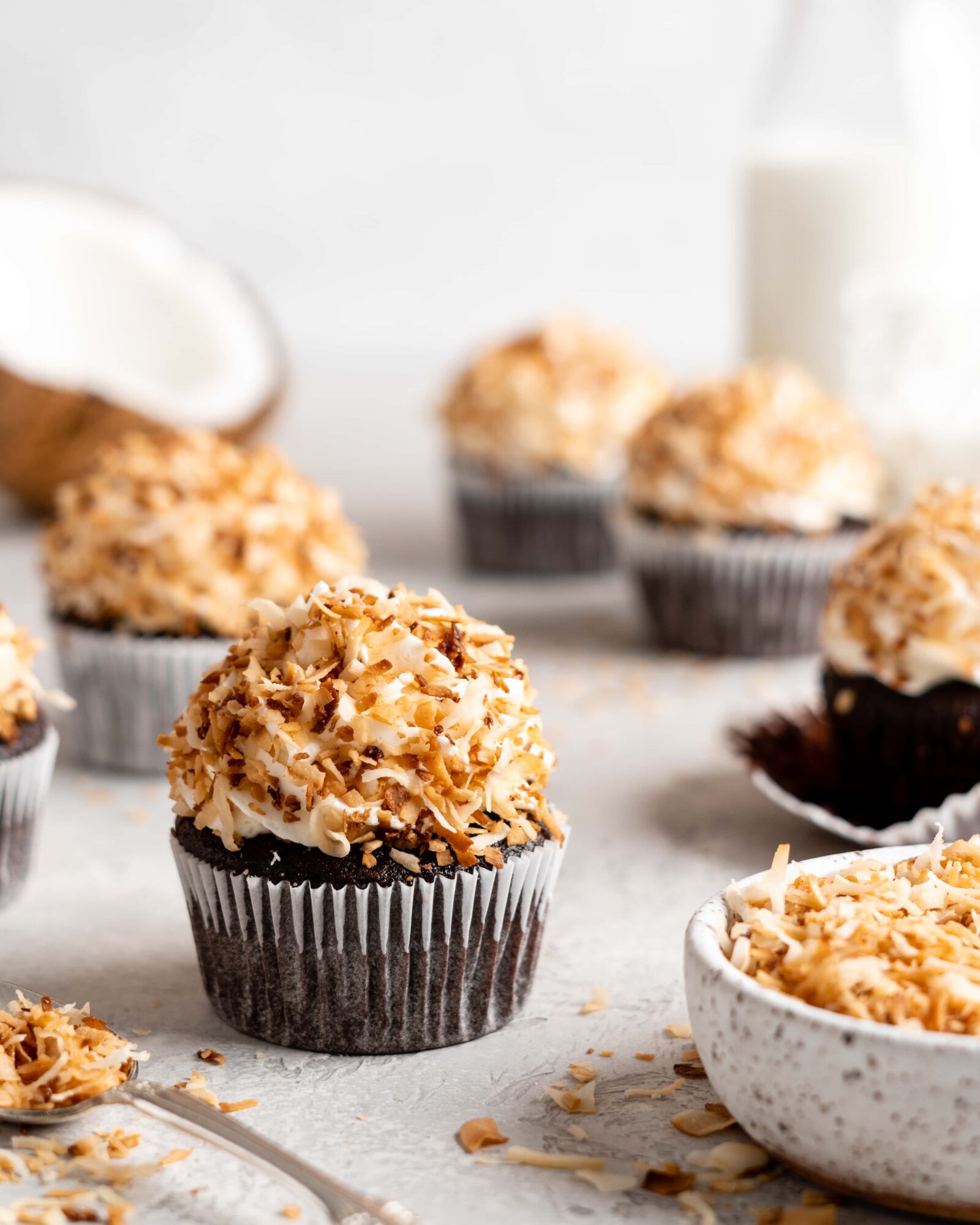 Toasted Coconut Chocolate Cupcakes - Food Duchess
